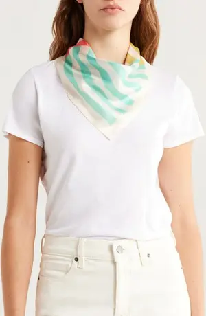Kurt Geiger Mixed Stripe Silk Bandana - Rainbow Multi
