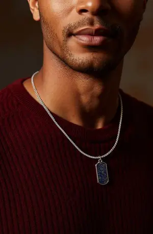 MR. ETTIKA Ettika Lapis Dog Tag Necklace - Blue