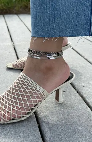 ST. MORAN Set Of 3 Assorted Chain Anklets - Silver