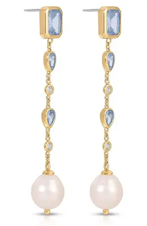 Ettika Cubic Zirconia And Faux Pearl Drop Earrings