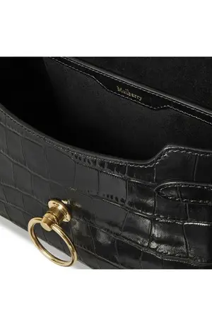 Mulberry Small Amberley Croc Embossed Satchel - Black