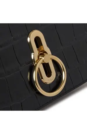 Mulberry Small Amberley Croc Embossed Satchel - Black