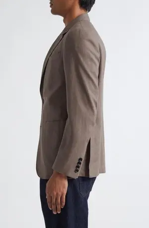 Zegna Oasi Lino Linen Suit Jacket - Medium Brown Solid