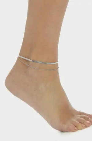 ST. MORAN Layered Chain Anklet - Silver