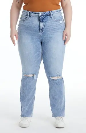 BAYEAS Ally High-waist Straight-leg Jeans - Light Blue