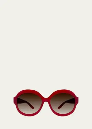 Barton Perreira Orleandra Round Sunglasses Garnet