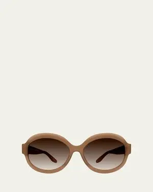 Barton Perreira Orleandra Round Sunglasses Mocha