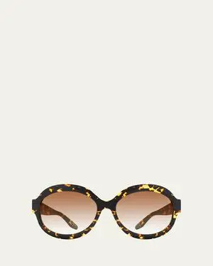 Barton Perreira Orleandra Round Sunglasses Tortoise
