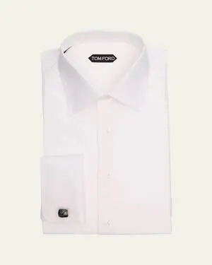 TOM FORD French Cuff Pleated Dress Shirt - White