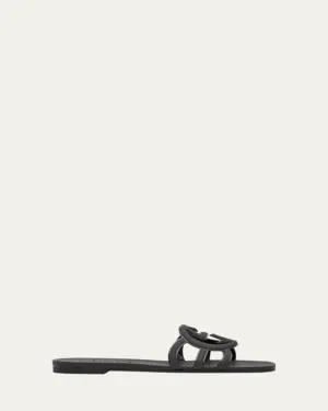Gucci Palma Gg Rubber Flat Slides - Black