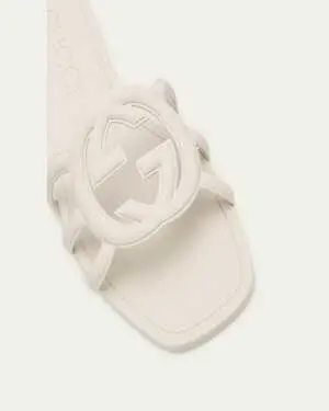 Gucci Palma Gg Rubber Flat Slides - Black