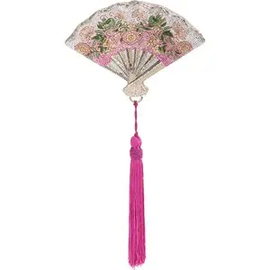 Judith Leiber Crystal-embellished Fan Clutch - Silver Light Rose Multi