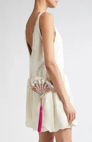 Judith Leiber Crystal-embellished Fan Clutch