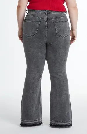 BAYEAS Lauren High Waist Ripped Flare Jeans - Grey