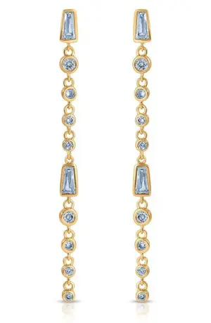 Ettika Cubic Zirconia Drop Earrings - Blue