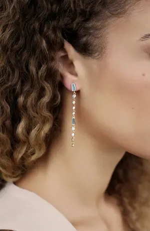 Ettika Cubic Zirconia Drop Earrings - Blue