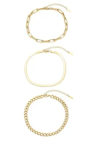ST. MORAN Set Of 3 Chain Anklets - Gold