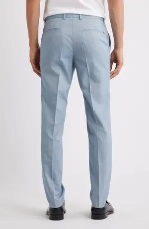 BOSS Genius Slim Fit Flat Front Stretch Dress Pants - Light Blue