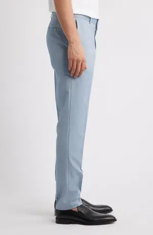 BOSS Genius Slim Fit Flat Front Stretch Dress Pants - Light Blue
