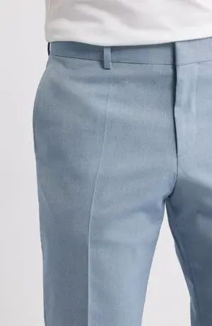 BOSS Genius Slim Fit Flat Front Stretch Dress Pants - Light Blue