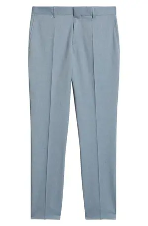 BOSS Genius Slim Fit Flat Front Stretch Dress Pants - Light Blue