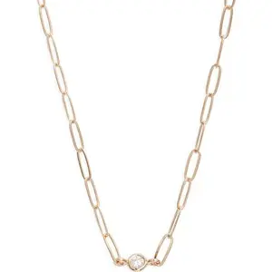 Anzie Classique Birthstone Paper Clip Chain Necklace - Clear/0.03 Ctw