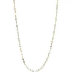 Anzie Classique Birthstone Paper Clip Chain Necklace - Clear/0.11 Ctw