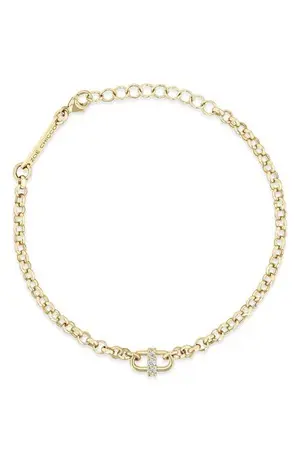 Zoe Chicco Diamond Link Rolo Chain Bracelet - 14k Yellow Gold