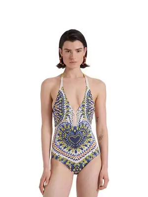 La DoubleJ Deep V Swimsuit - Chakra Placée Multicolor