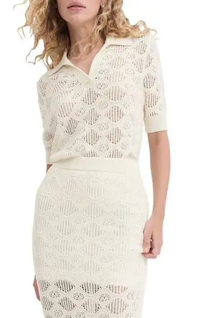 FAVORITE DAUGHTER Courtside Open Stitch Polo Sweater