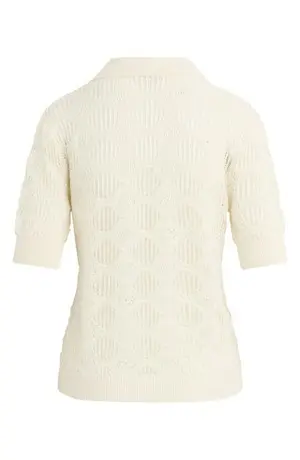 FAVORITE DAUGHTER Courtside Open Stitch Polo Sweater