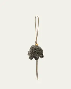 Loewe Elephant Bag Charm In Raffia And Leather