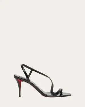 CHRISTIAN LOUBOUTIN Rosa Z Patent Red Sole Sandals - Black