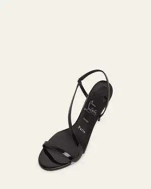 CHRISTIAN LOUBOUTIN Rosa Z Patent Red Sole Sandals - Black