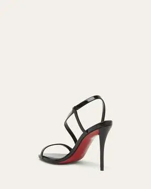 CHRISTIAN LOUBOUTIN Rosa Z Patent Red Sole Sandals - Black