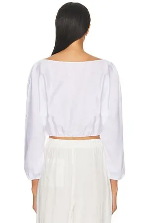 LESET Yoko Long Sleeve Blouson Top - White