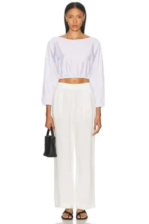LESET Yoko Long Sleeve Blouson Top - White