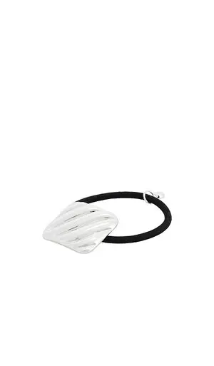 Ettika Shiny Square Hair Tie - Silver & Black