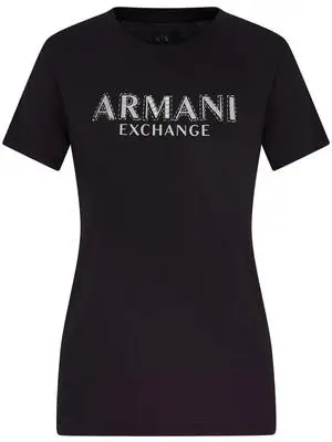 Armani Exchange Logo-embellished T-shirt - Black