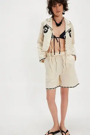 Native Youth Embroidered Linen Suit Set