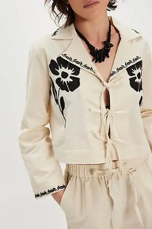 Native Youth Embroidered Linen Suit Set