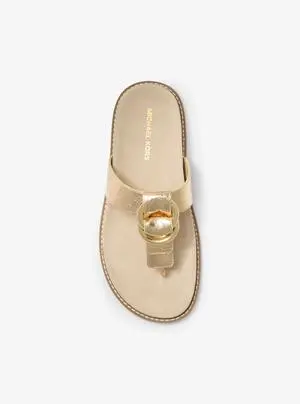 Michael Kors Jaden Metallic Leather Thong Sandal - Gold