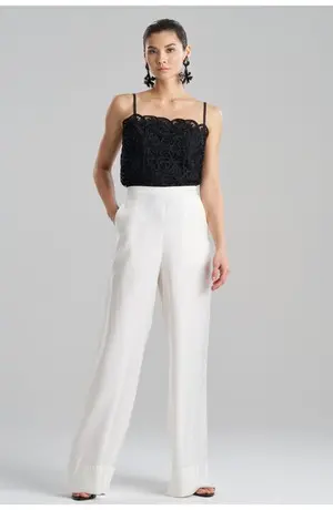 Natori Cotton Silk Twill Trouser - White
