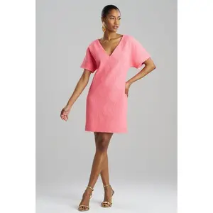 Natori Textured Cotton Jacquard Sheath Dress - Flamingo