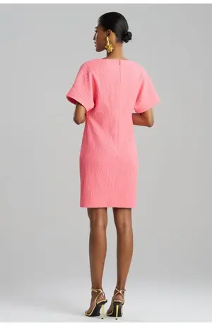 Natori Textured Cotton Jacquard Sheath Dress - Flamingo
