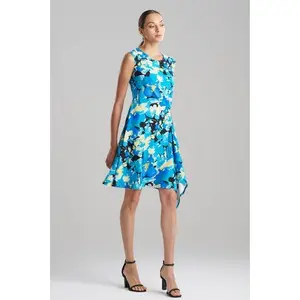 Natori Floral Print Sleeveless Dress - Blue