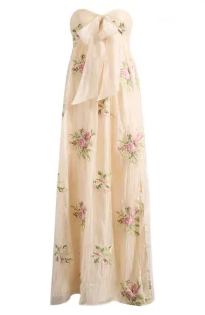 Lulus Fiona Floral Embroidered Dress - Cream Multi
