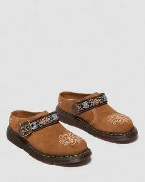 Dr. Martens Isham Suede And Jacquard Mules