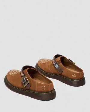 Dr. Martens Isham Suede And Jacquard Mules