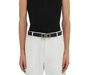 FERRAGAMO Double Gancini Reversible Leather Belt - Nero
